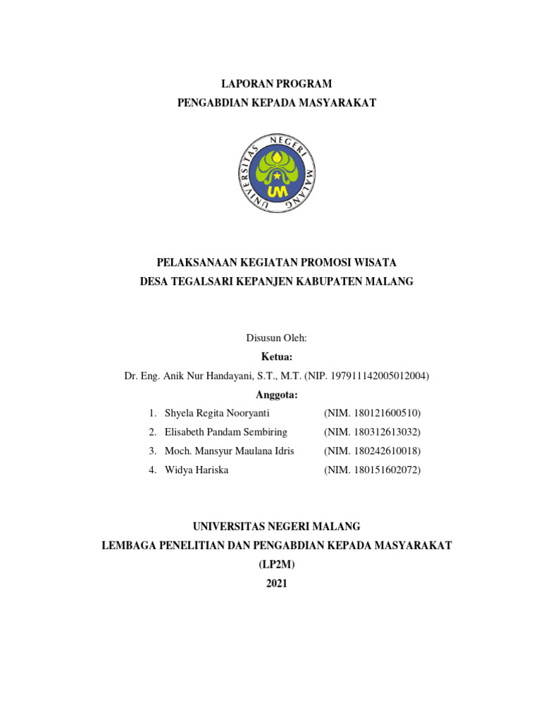 Laporan Program Pengabdian Kepada Masyarakat | PDF