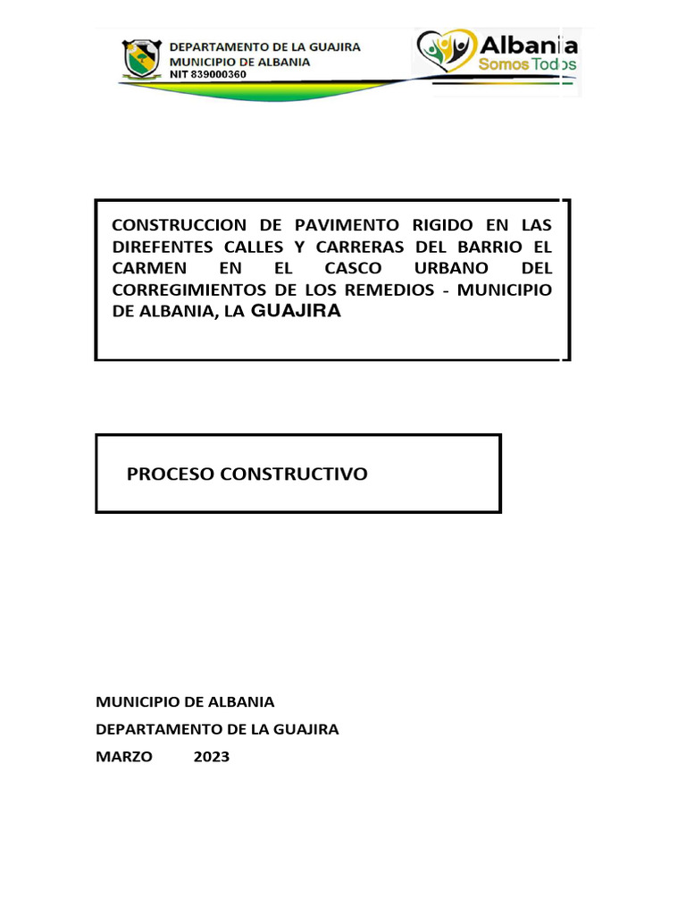 Proceso Constructivo Pavimento | PDF | Hormigón | Alcantarillado