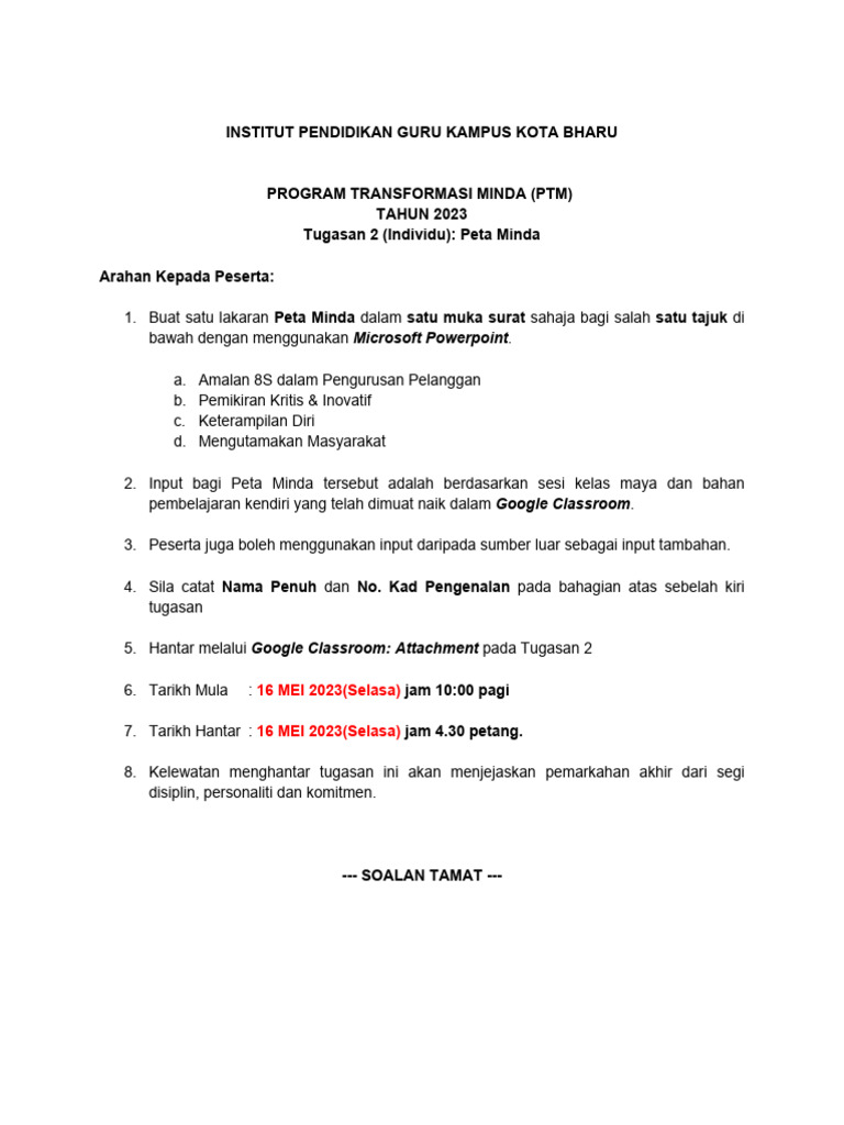 Tugasan 2 Peta Minda PTM 2023 PDF | PDF
