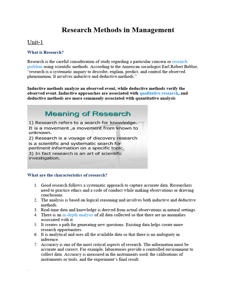 Unit I Research Methods | PDF | Sampling (Statistics) | Methodology