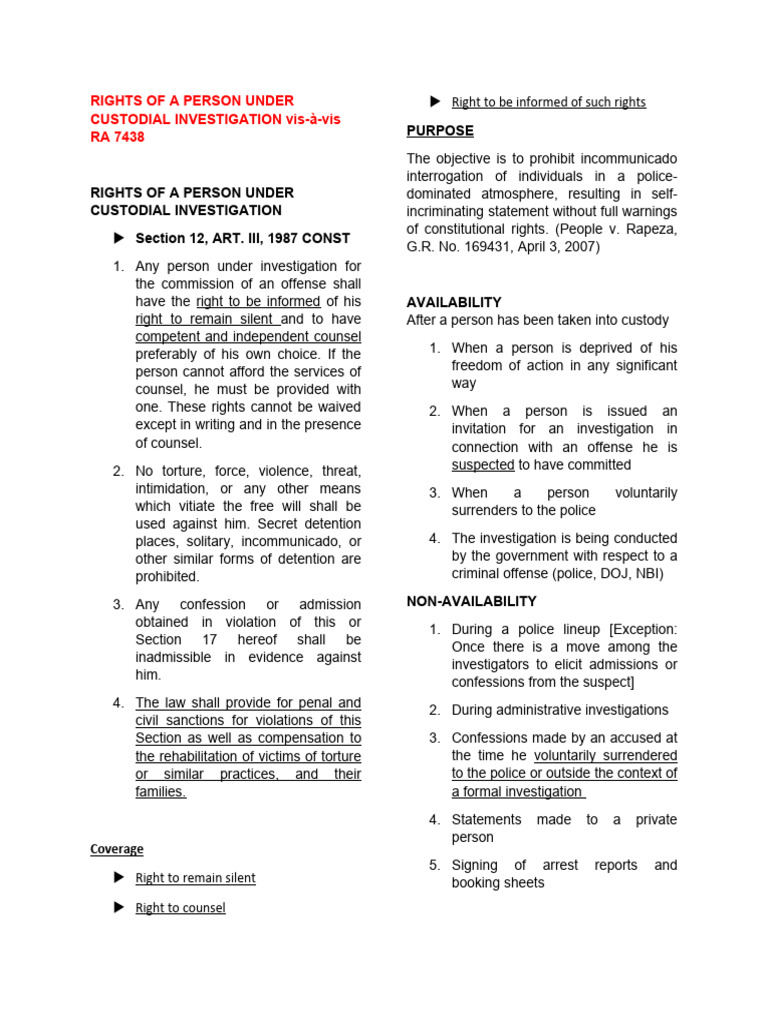 Coad 3 Lecture 2 | PDF | Right To Silence | Torture