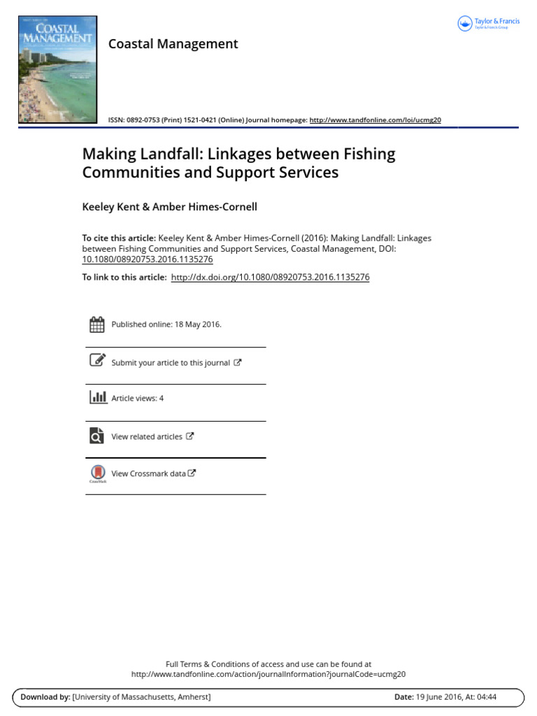 Kent & Himes Cornell. 2016. Making Landfall Linkages Between Fishing Communities and Support ...