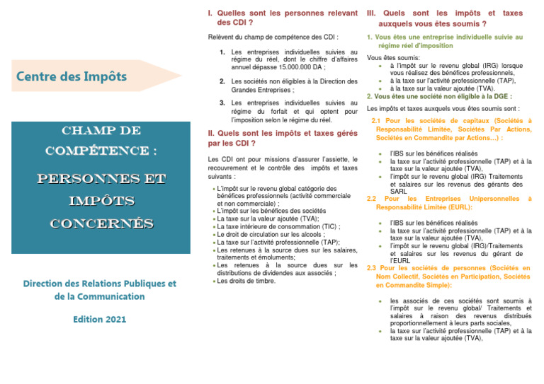 Compétences et Impôts des CDI 2021 | PDF | Impôts | Taxe sur la valeur ...