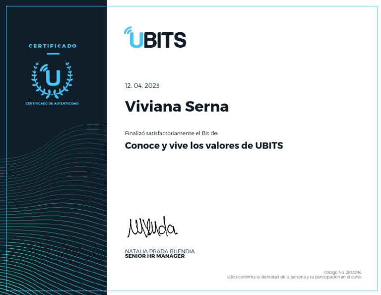 Conoce y Vive Los Valores de Ubits Certificado | PDF