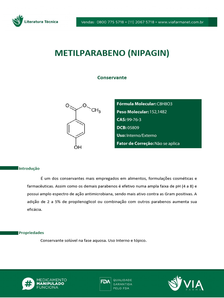 Metilparabeno: Propriedades e Usos | PDF | Ciências e Matemática