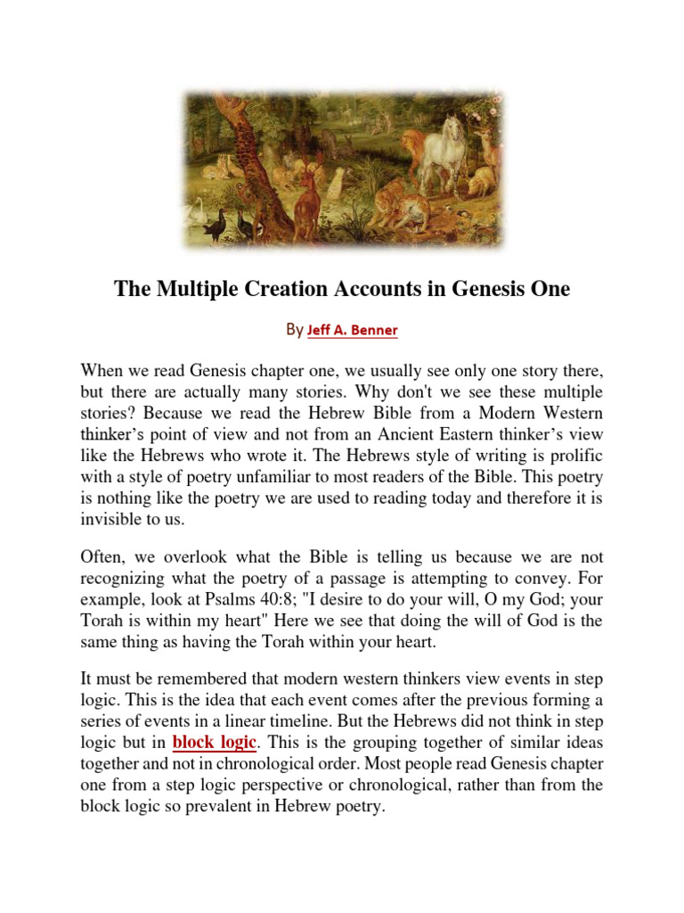 Multiple Creation Accounts in Genesis One | PDF | Genesis Creation Narrative | Religious Texts