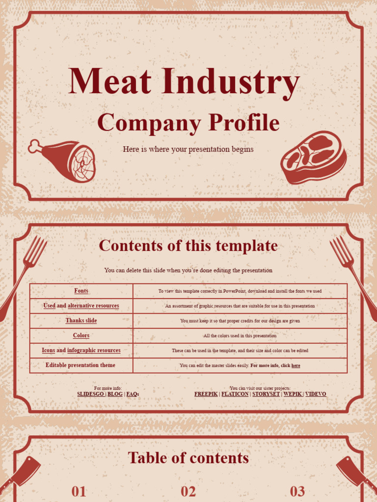Meat Industry Company Profile Template | PDF | Planets | Solar System