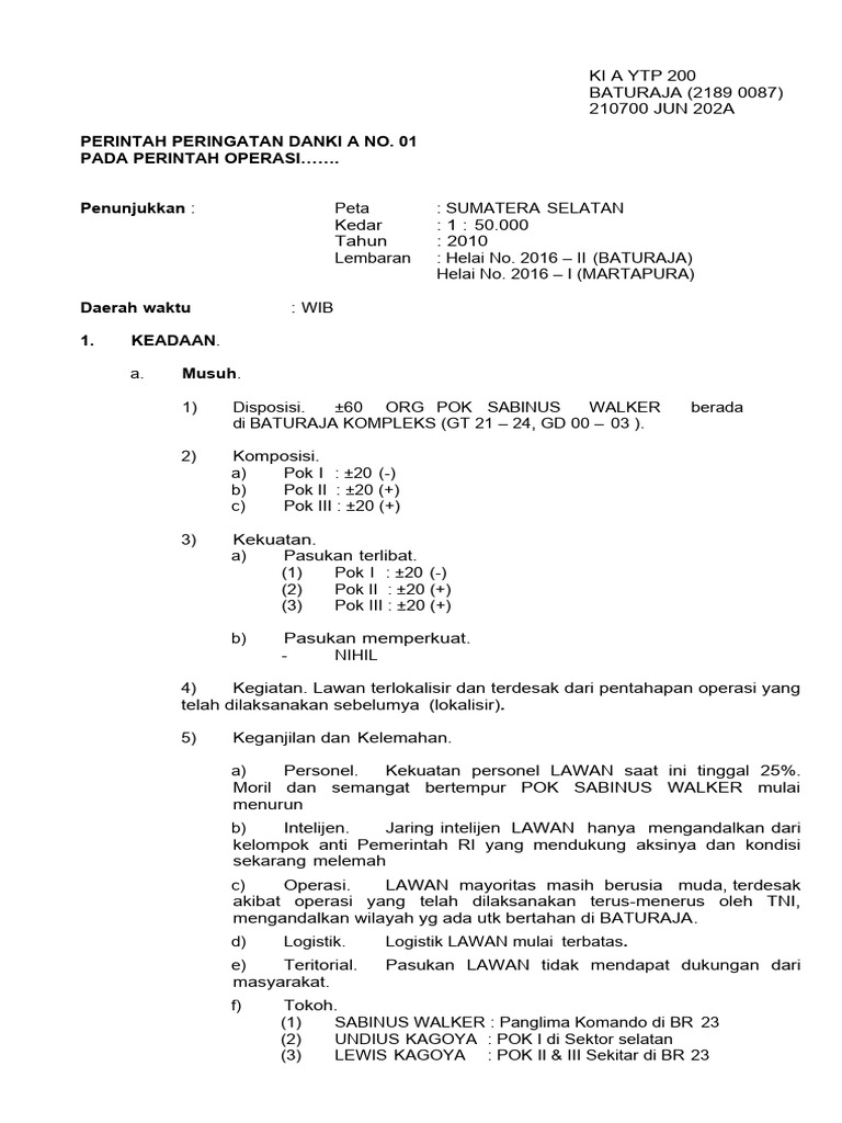 Rencana Operasi Penghancuran di Baturaja | PDF