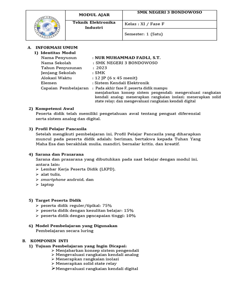 Modul Ajar Ske Xi | PDF