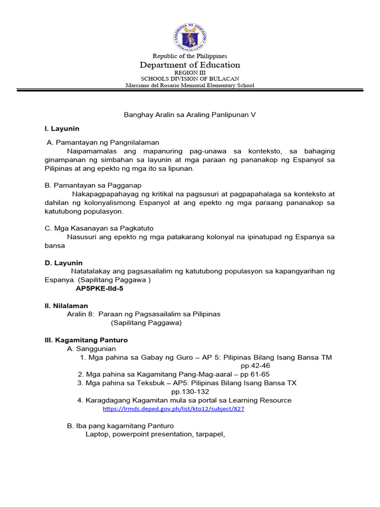 COT Araling Panlipunan 2022 2023 | PDF