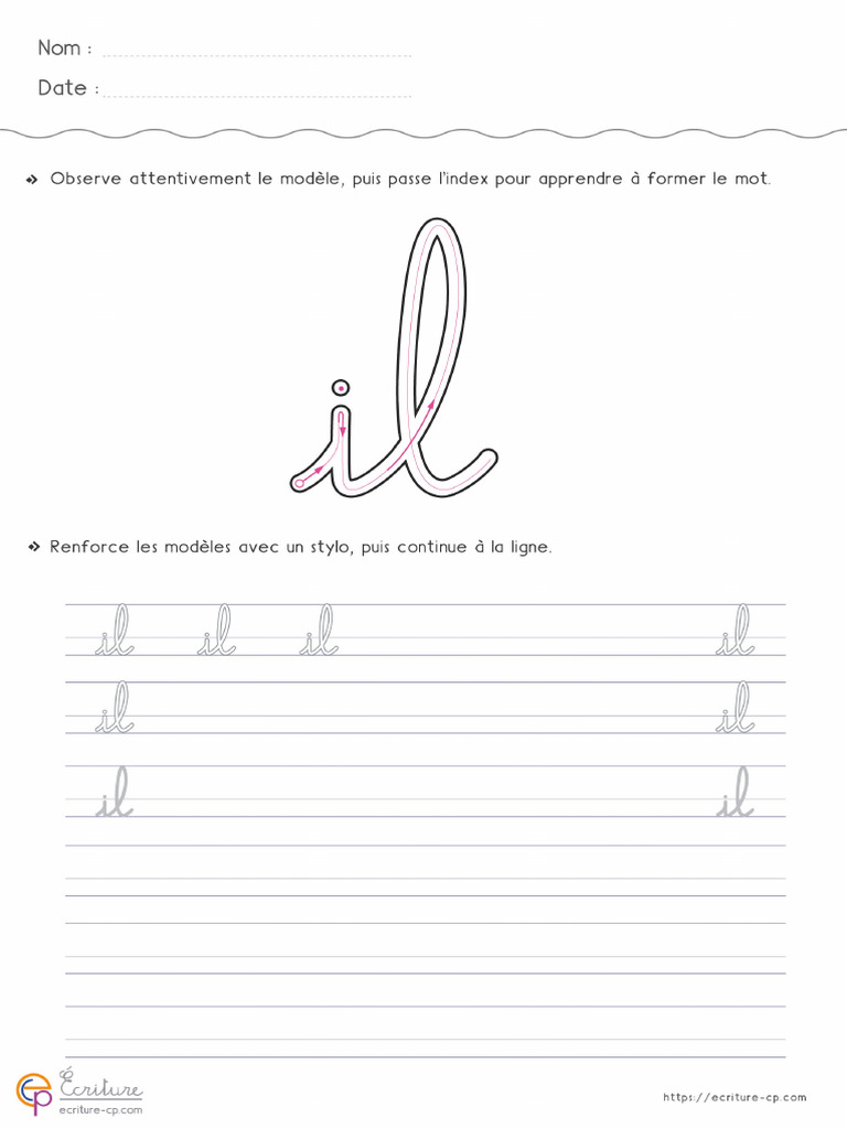 3 Ecriture Cursive Maternelle Gs Copie Debut D Annee CP Il | PDF