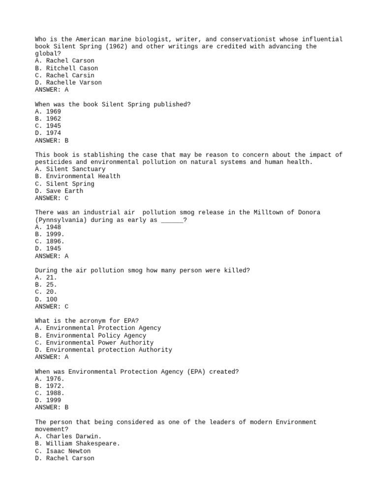 Quiz 1 Aiken Format | Download Free PDF | Life Cycle Assessment ...