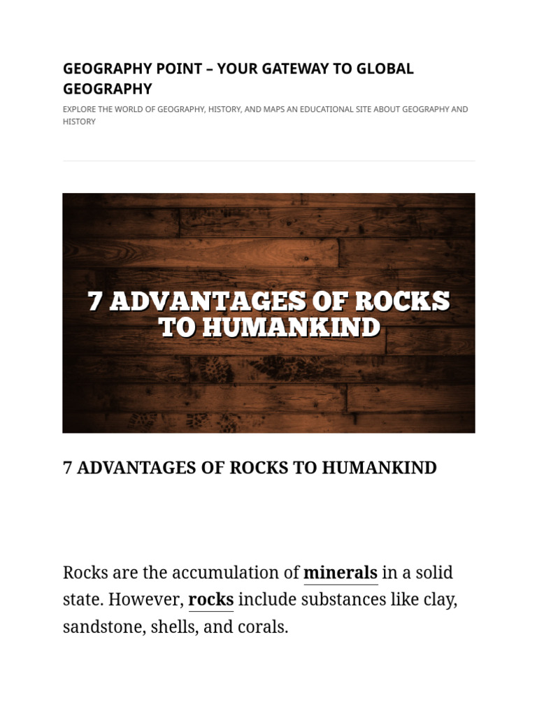 7 Key Benefits of Rocks to Humanity | PDF | Travel
