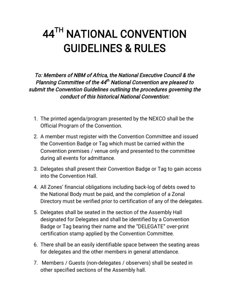 44TH National Convention Guideline | PDF