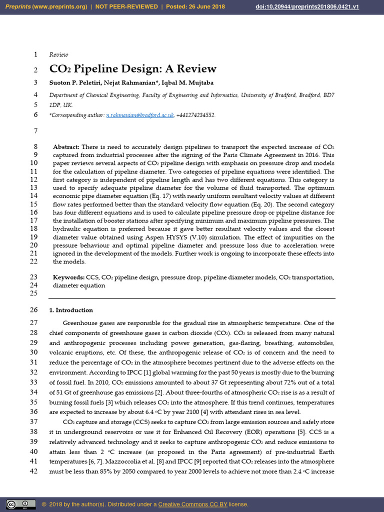 CO2 Pipeline Design A Review | PDF | Climate Change | Carbon Capture ...