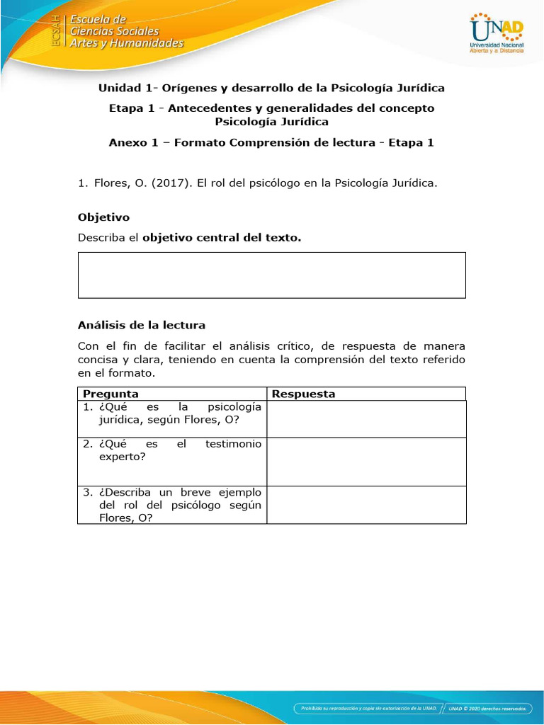 Anexo 1 - Comprensión de Lectura Unidad 1 | PDF | Sicología
