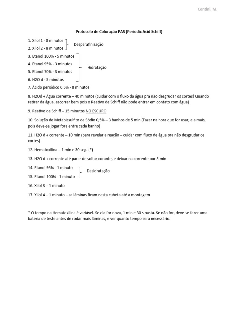 Protocolo de Coloração PAS | Download grátis PDF | Ácido clorídrico ...