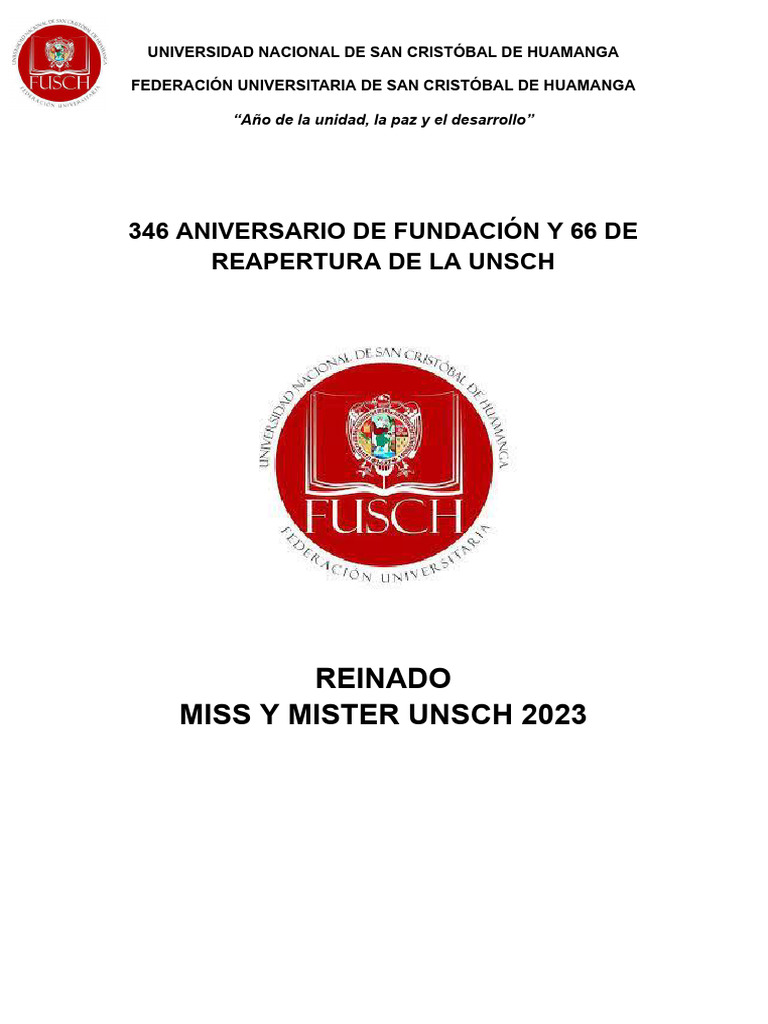 Bases Del Miss y Mister Unsch 2023 | PDF
