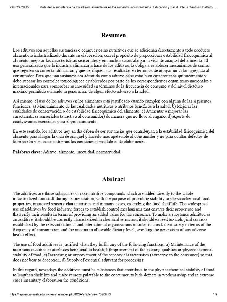 La Importancia de Los Aditivos en Lis Alimentos Industrializados. | PDF ... La Importancia de Los Aditivos en Lis Alimentos Industrializados. | PDF ...