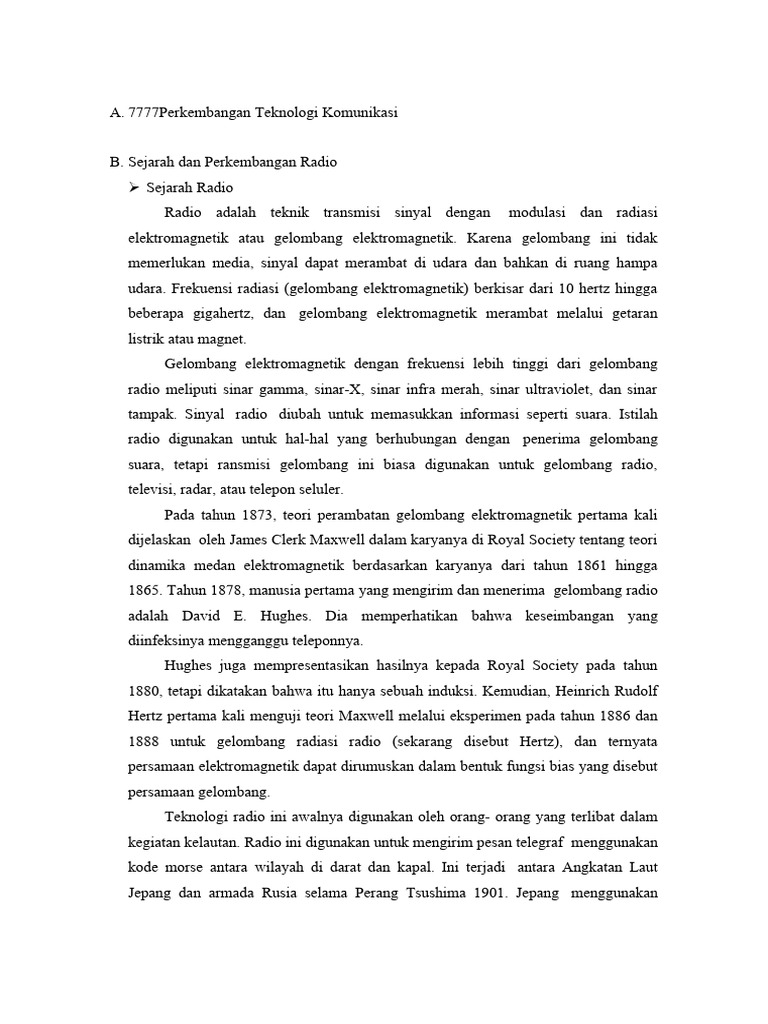 Sejarah Dan Perkembangan Radio | PDF