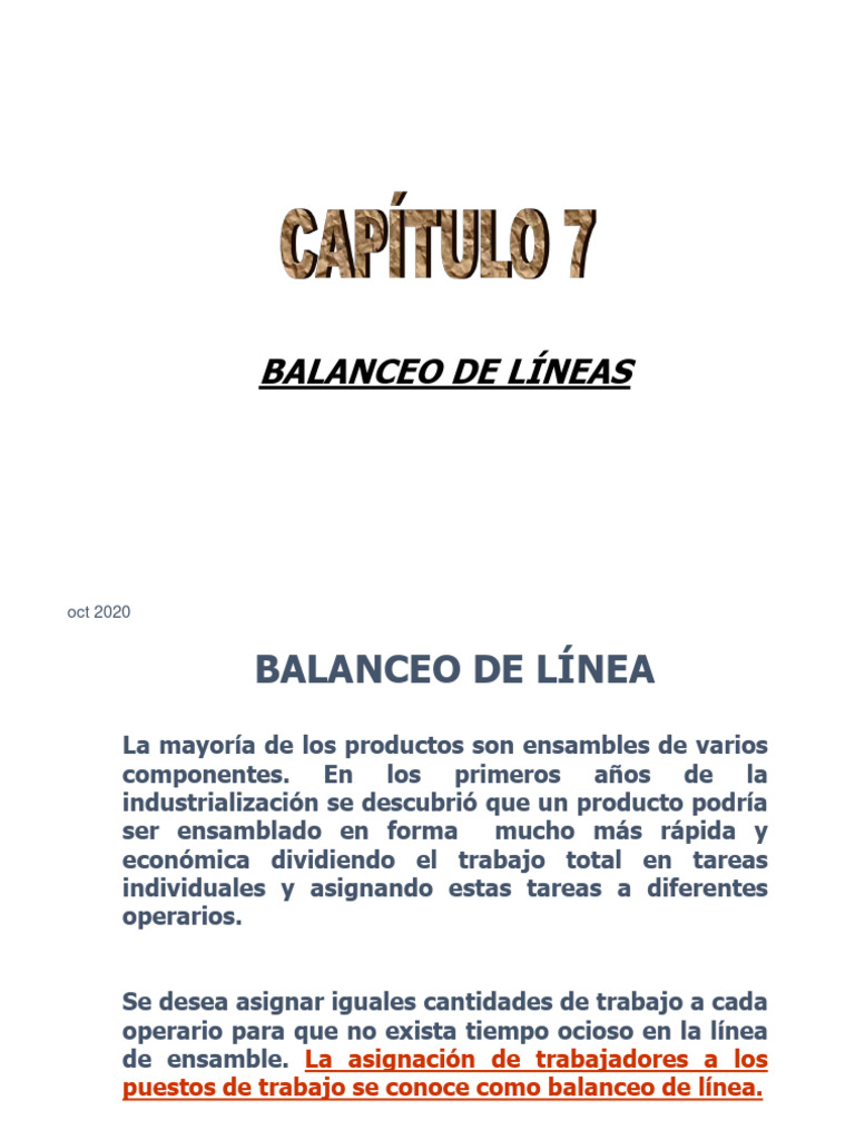 Capitulo 7 Balanceo de Linea | PDF | Procesos de negocio | Negocios ...