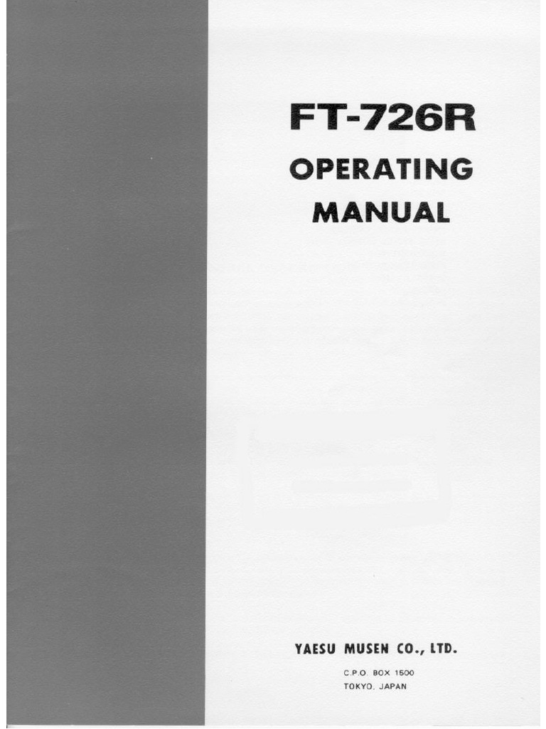 FT-726R Operating Manual | PDF