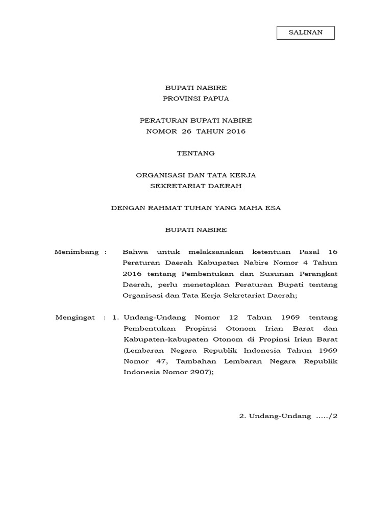 26perbup Setda 2017 | PDF