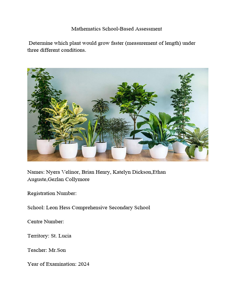 Plant Growth Conditions Experiment | PDF | Plants | Soil