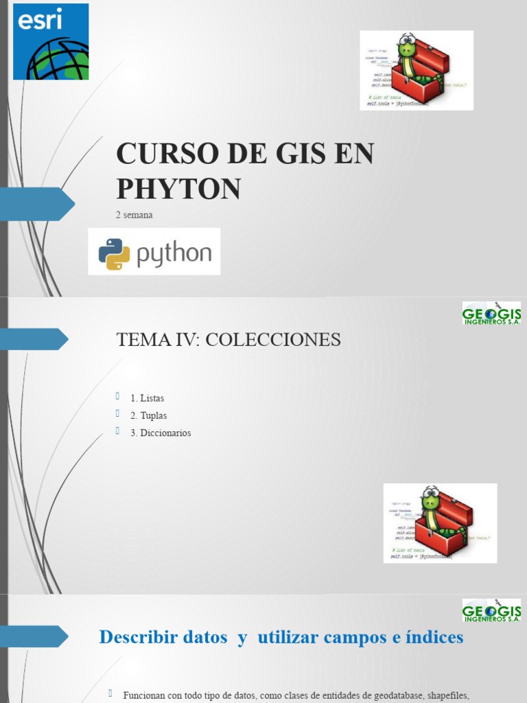 CURSO DE GIS EN PHYTON - DATOS GEOGRÁFICOS EN PYTHON | PDF | Python (lenguaje de programación ...