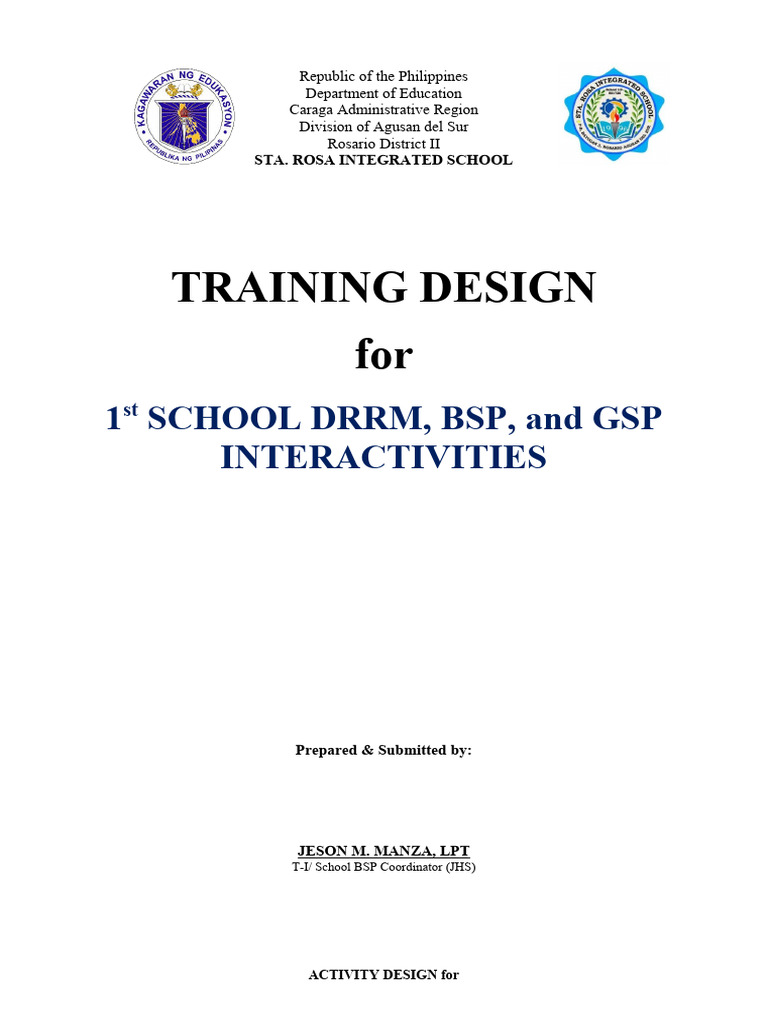 Sris DRRM - BSP - GSP Activity Design | PDF