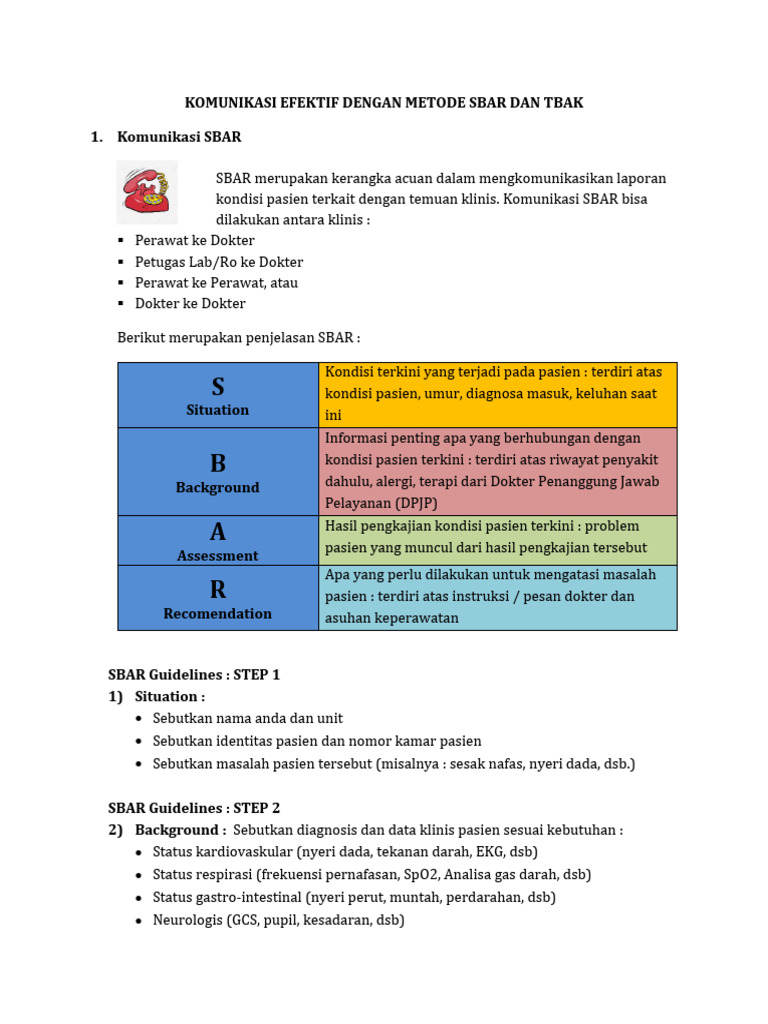 Komunikasi Efektif Dengan Metode Sbar Dan Tbak | PDF Komunikasi Efektif Dengan Metode Sbar Dan Tbak | PDF