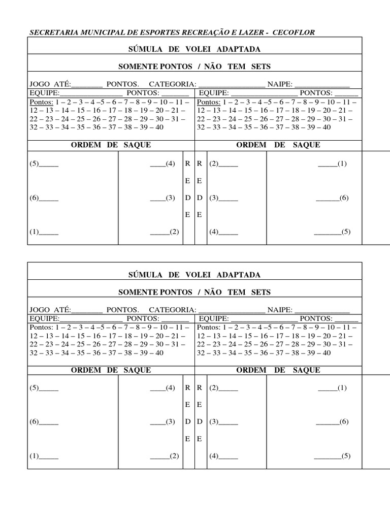 Sumula Voleibol | PDF