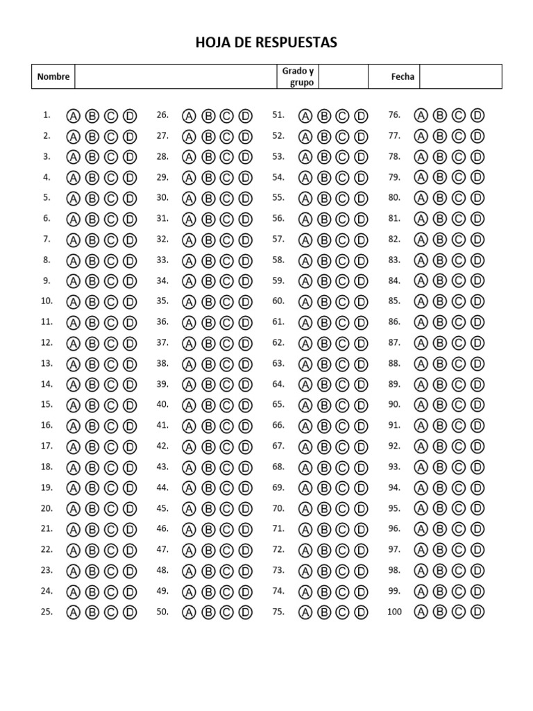 Hoja de Respuestas para Exámenes | PDF