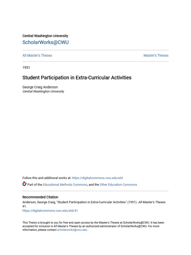 Student Participation in Extra-Curricular Activities | PDF | Teachers ...