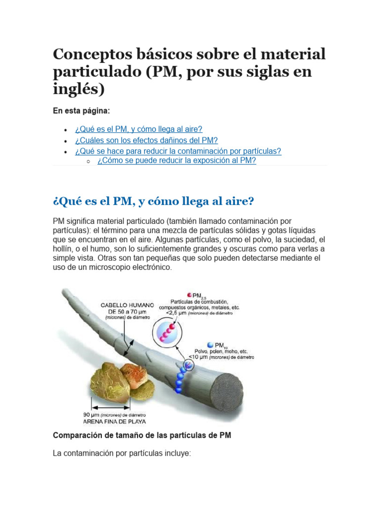 Efectos y reducción del material particulado | PDF | Partículas | La ...
