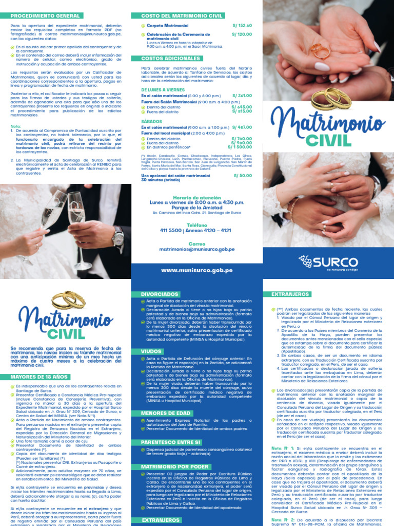 Triptico Matrimonio Surco 2023 | PDF | Matrimonio | Divorcio