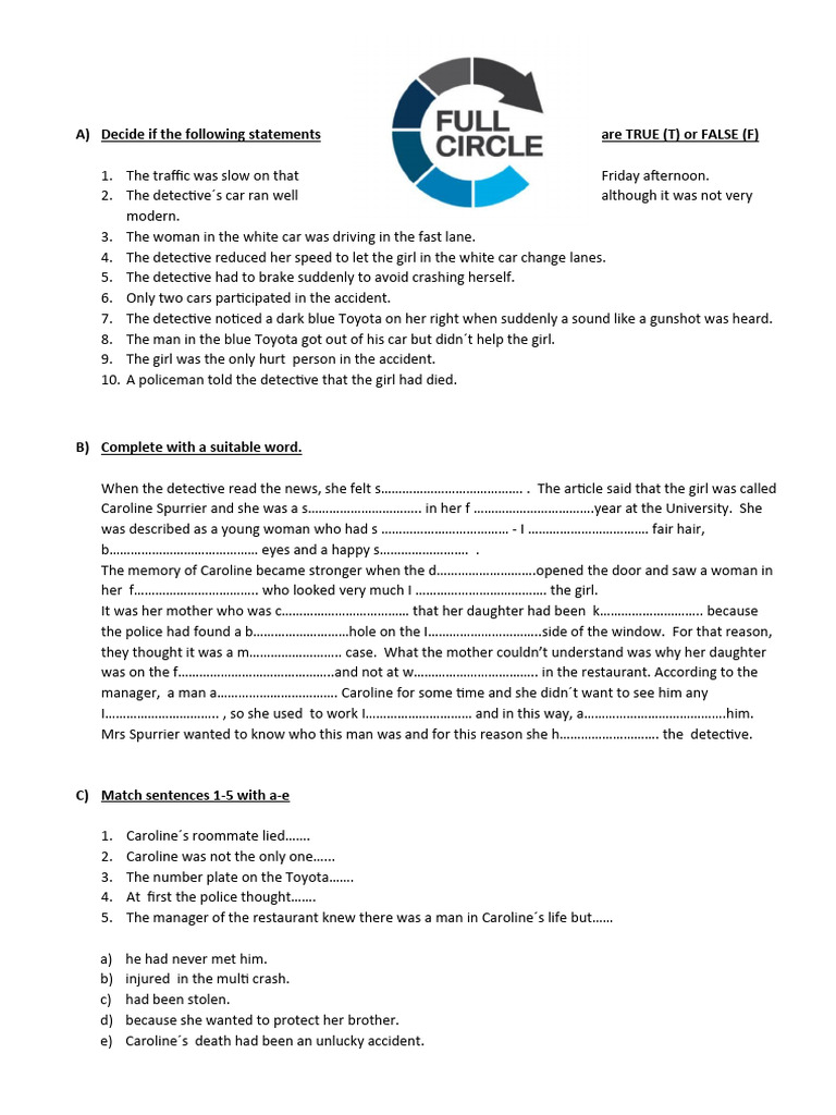 Full Circle Activities Angie | PDF