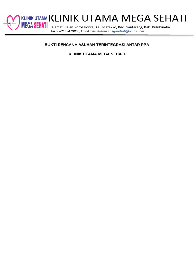 Bukti Rencana Asuhan Terintegrasi Antar Ppa | PDF