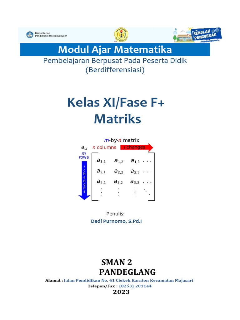 Modul Ajar Matriks Fase F+ Kelas XI | PDF