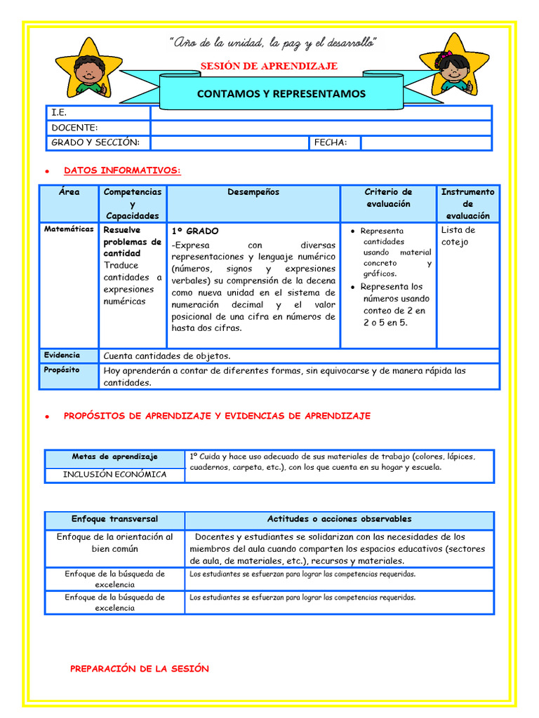 1º E3 S2 SESIÓN D2 MAT CONTAMOS Y REPRESENTAMOS | PDF | Evaluación | Aprendizaje