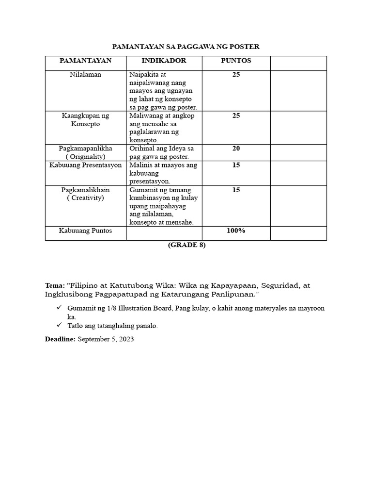 Pamantayan Sa Paggawa NG Poster | PDF