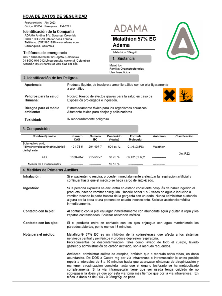 Malathion 57 Ec | PDF | Agua | Residuos