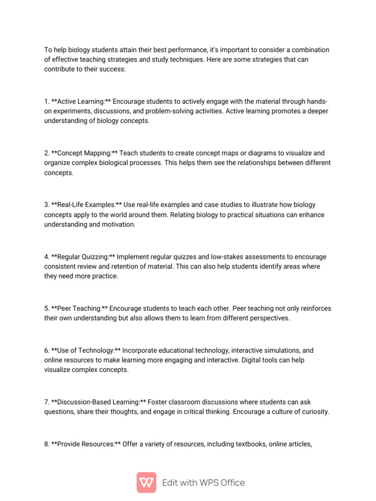 Effective Strategies for Biology Success | PDF | Learning | Cognition