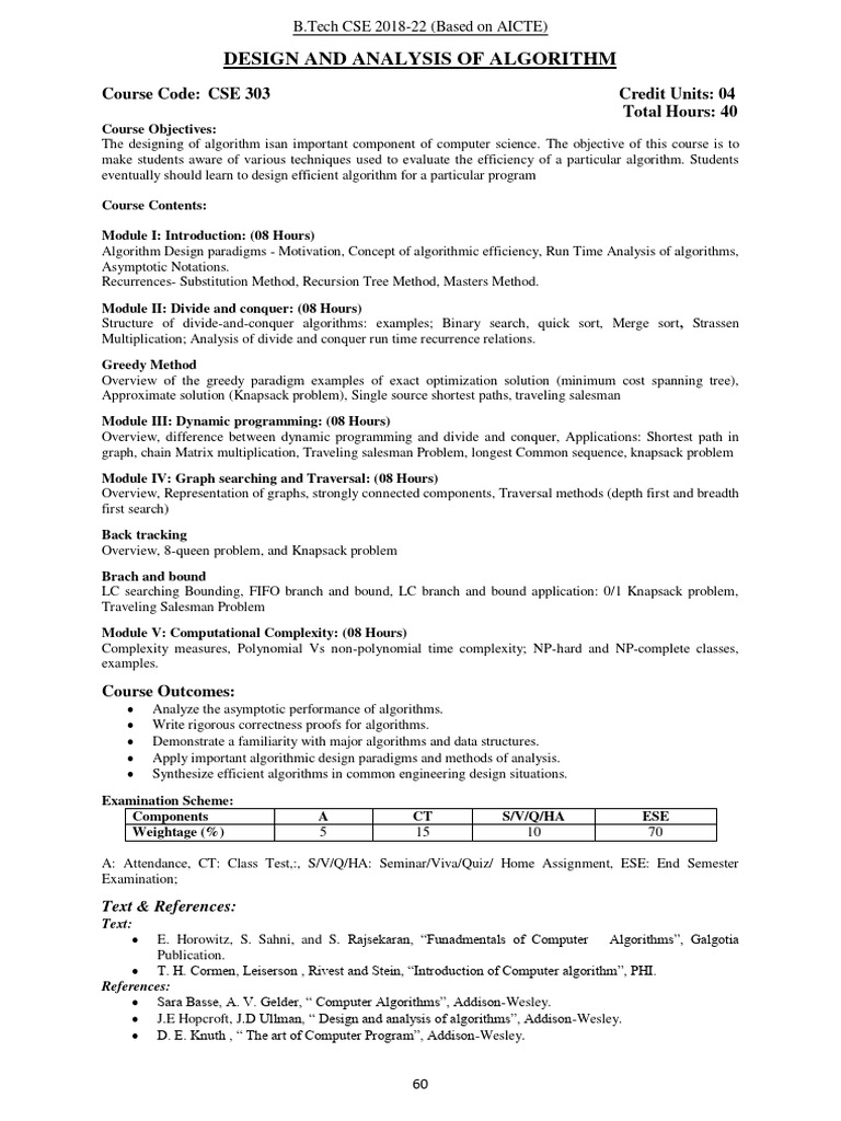 Syllabus Cse 303 Ada Download Free Pdf Time Complexity Computational Complexity Theory