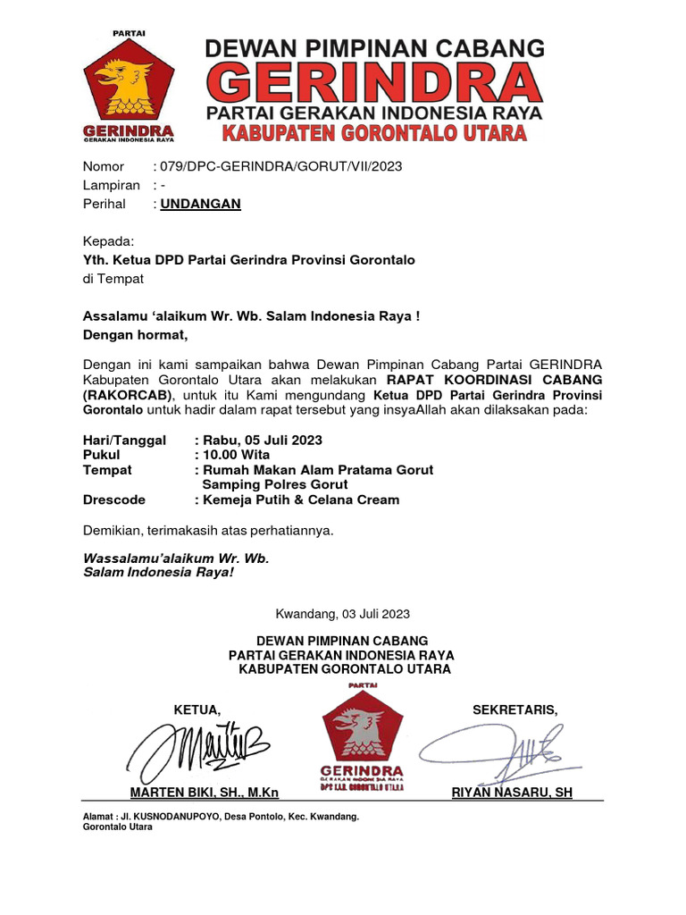 Surat Undangan Ketua DPD | PDF