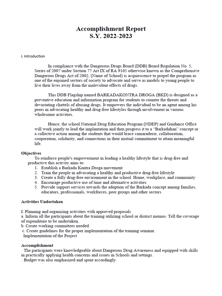 Accomplishment Report BKD | PDF