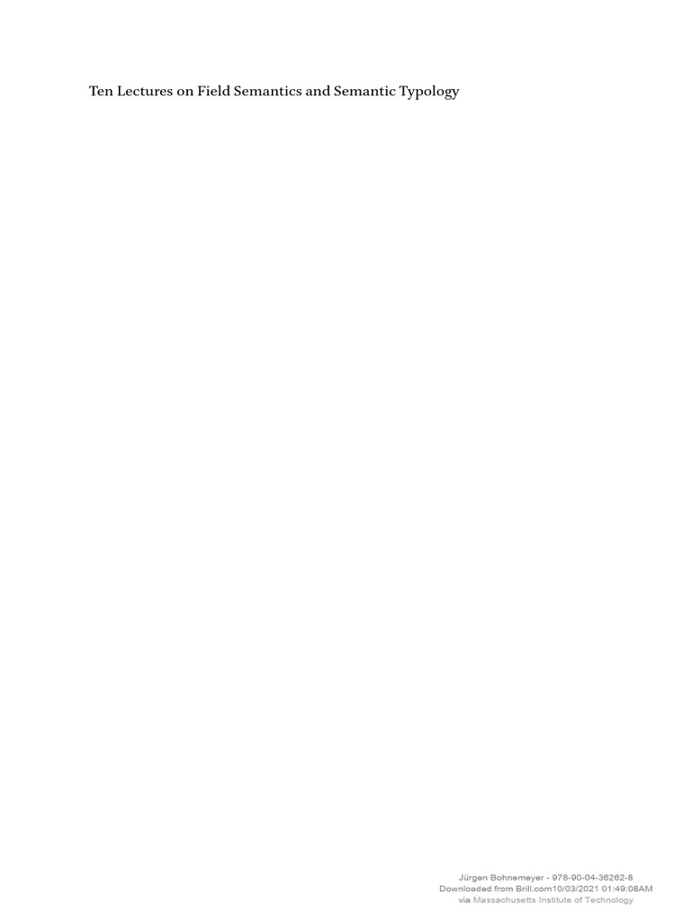 Bohnemeyer, J. 2021. Ten Lectures On Field Semantics and Semantic Typology. | Download Free PDF ...