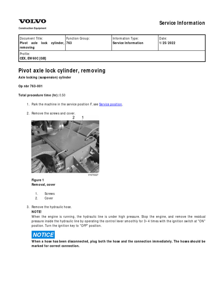 Remove Pivot Axle Lock Cylinder Guide | PDF