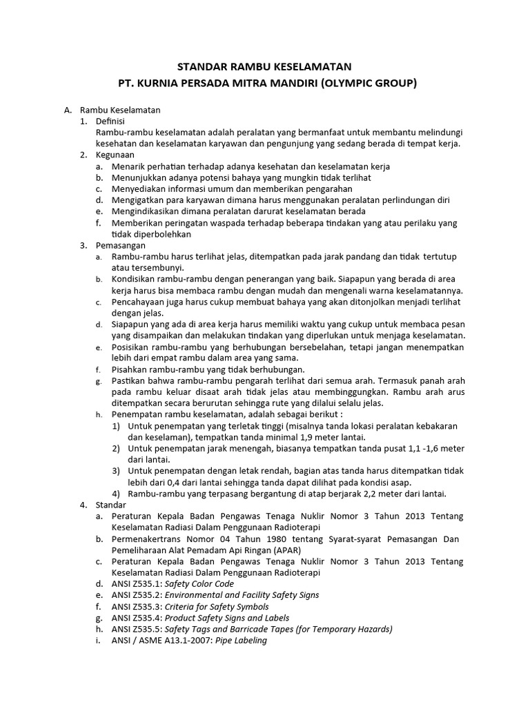Standar Rambu Keselamatan | PDF