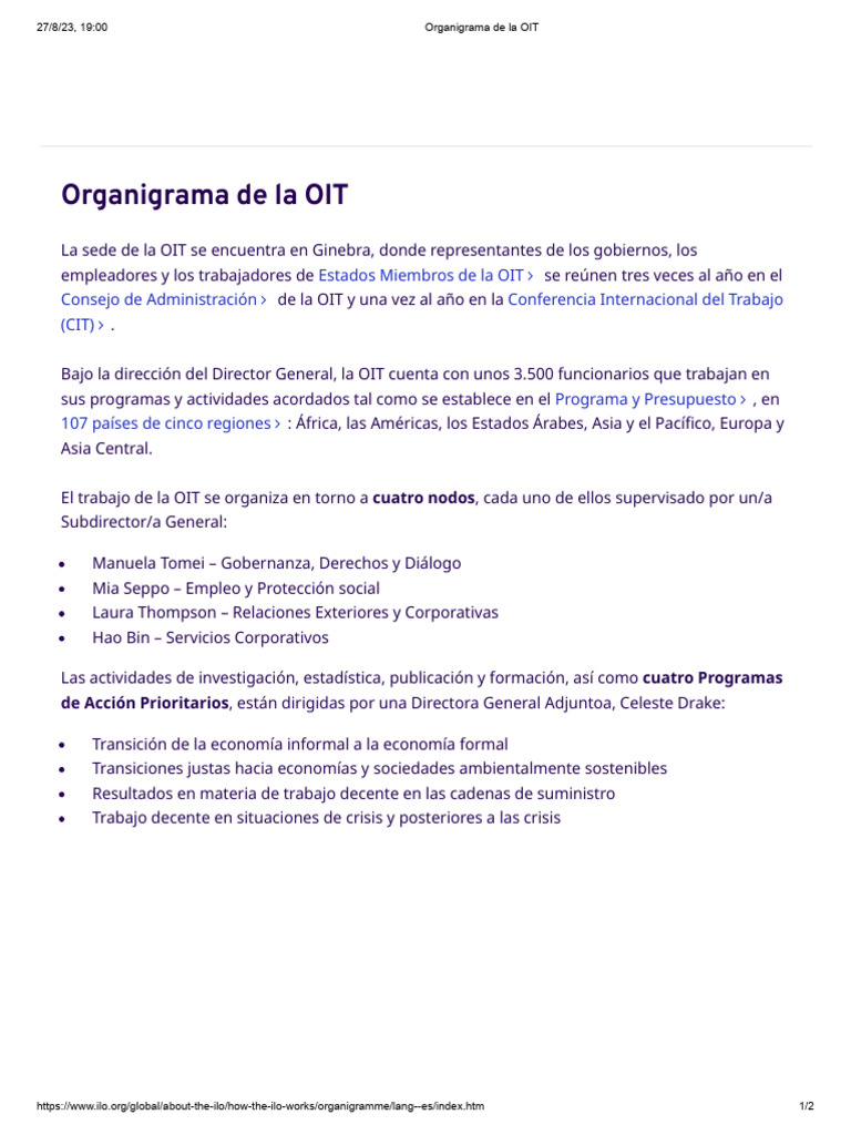 Organigrama de La OIT | PDF